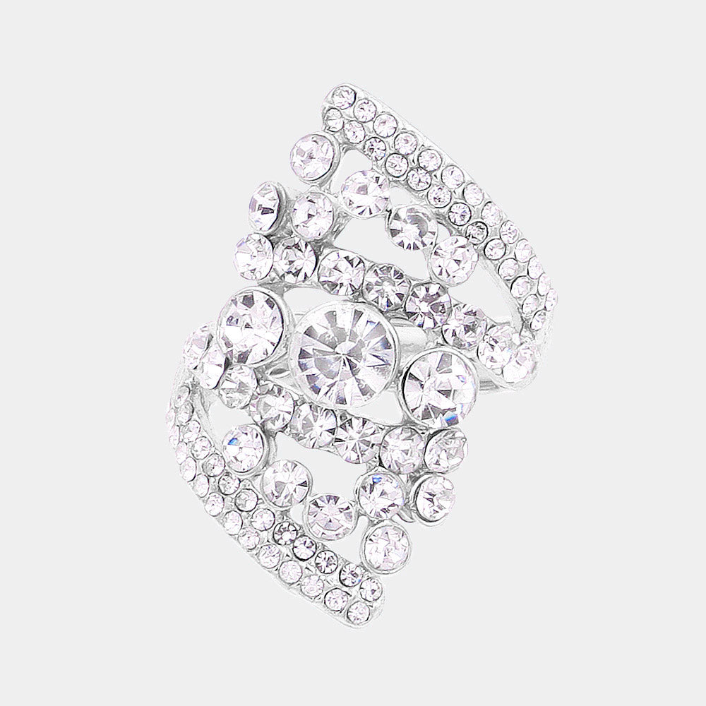 Ava Silver Competition Stretch Ring – Center Stage Competition Jewels